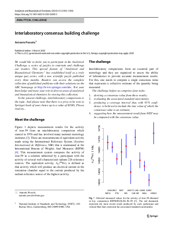 (PDF) Interlaboratory consensus building challenge