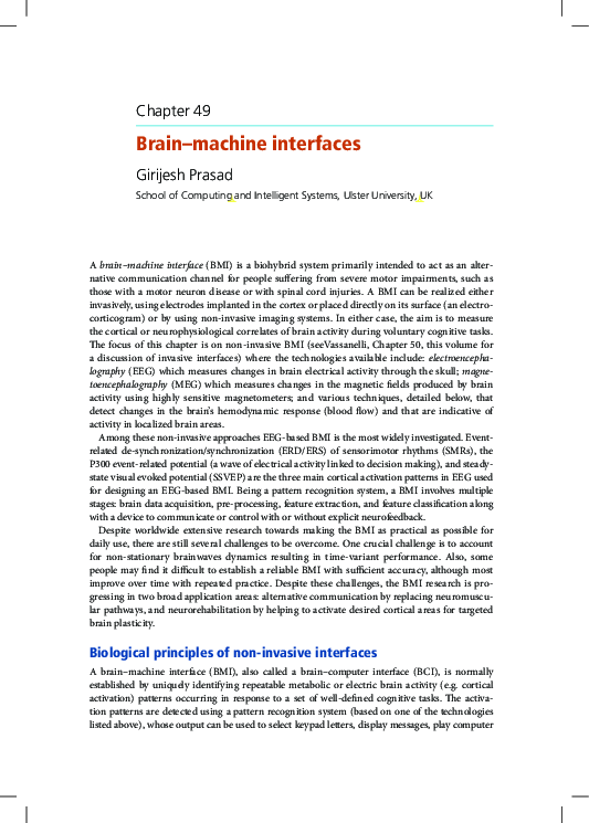Pdf Brain Machine Interfaces