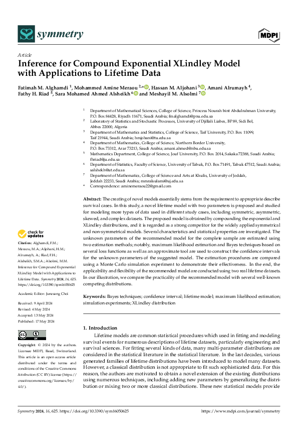 (PDF) Inference for Compound Exponential XLindley Model with Applications to Lifetime Data