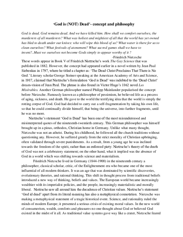 (PDF) God is NOT Dead concept and philosophy