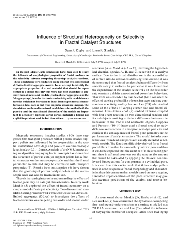 (PDF) Influence of Structural Heterogeneity on Selectivity in Fractal ...