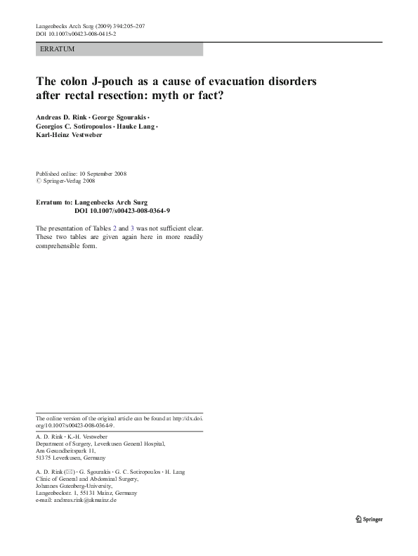 (PDF) The colon J-pouch as a cause of evacuation disorders after rectal ...