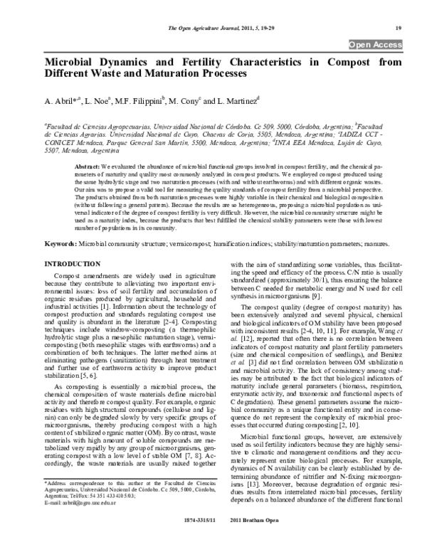 (PDF) Microbial Dynamics and Fertility Characteristics in Compost from ...