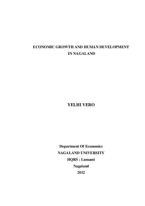 (PDF) Economic Growth and Human Development in Nagaland