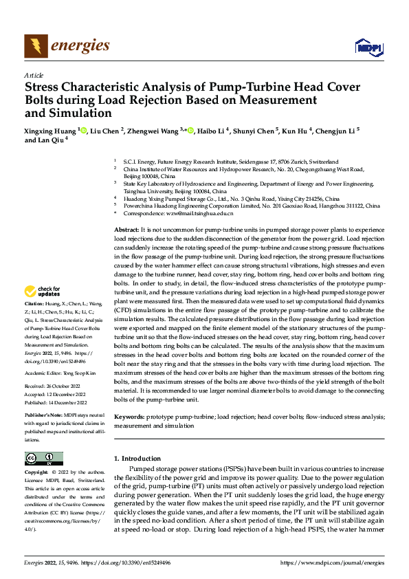 (PDF) Stress Characteristic Analysis of Pump-Turbine Head Cover Bolts ...