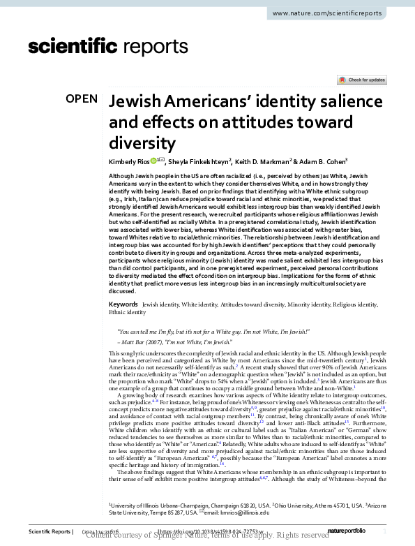 (PDF) Jewish Americans' identity salience and effects on attitudes ...