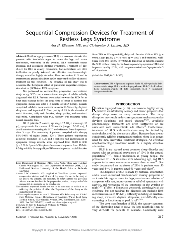 (PDF) Sequential Compression Devices for Treatment of Restless Legs ...