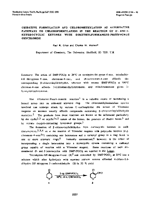 (PDF) Oxidative formylation and chloromethylation in Vilsmeier ...