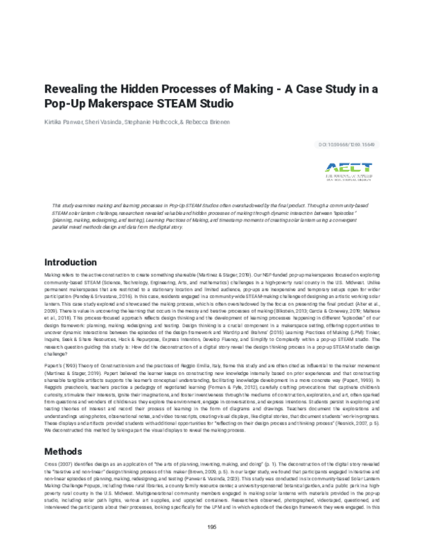 (PDF) Revealing the Hidden Processes of Making - A Case Study in a Pop-Up Makerspace STEAM ...