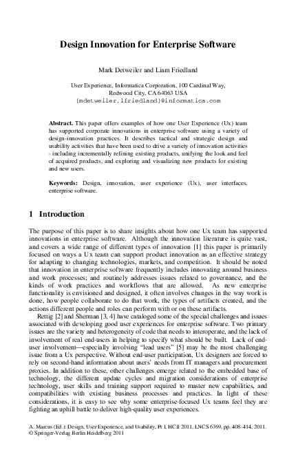 (PDF) Design Innovation for Enterprise Software