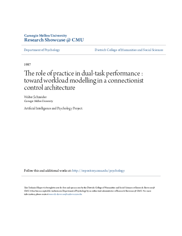 (PDF) The Role of Practice in Dual-Task Performance: Toward Workload Modeling a Connectionist ...