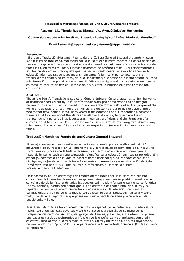 (PDF) Marti Translation: source of general culture