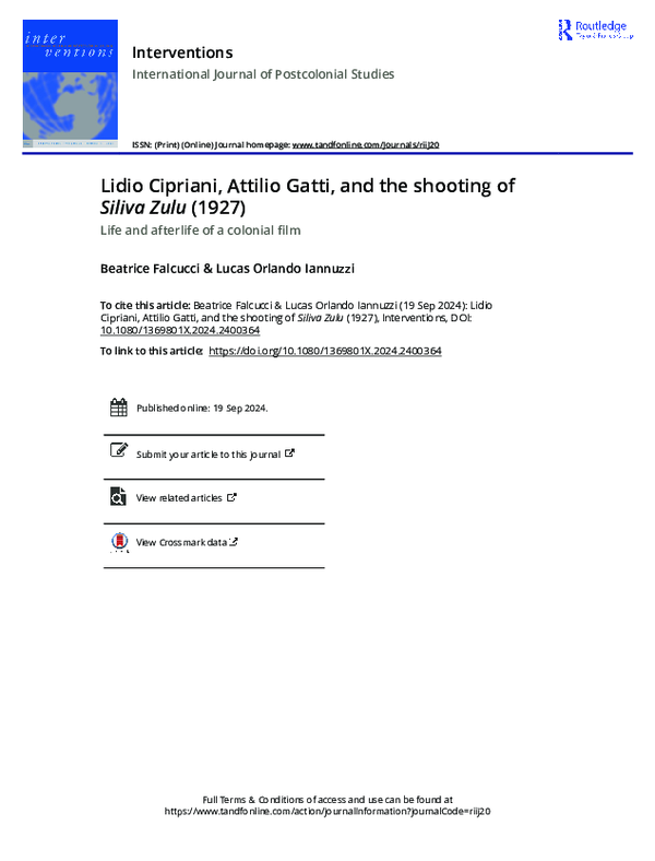 (PDF) Lidio Cipriani, Attilio Gatti and the shooting of Siliva Zulu (1927)