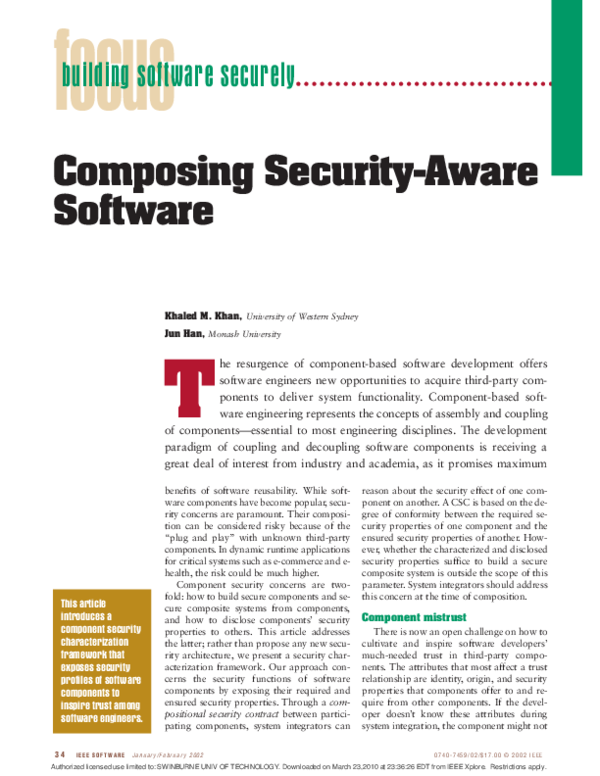 (PDF) Composing security-aware software