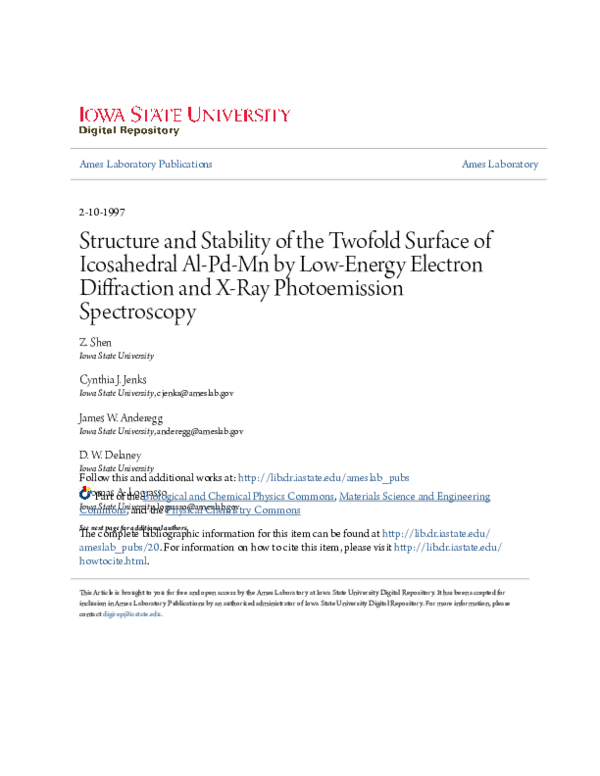 (PDF) Structure and Stability of the Twofold Surface of Icosahedral Al ...