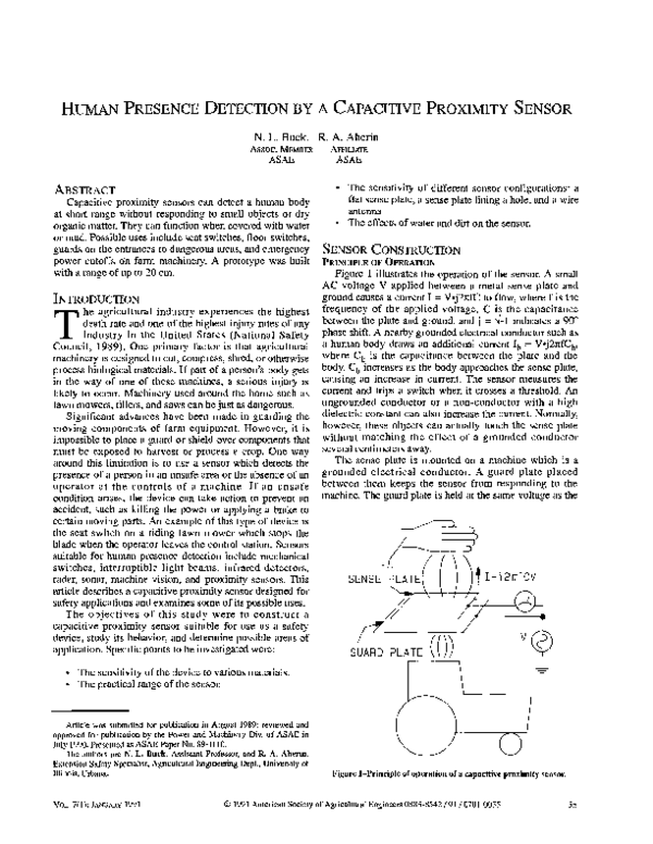 (PDF) Human Presence Detection by a Capacitive Proximity Sensor | Bob ...