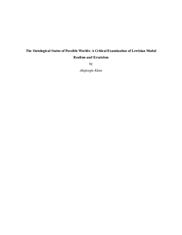 (PDF) Ontological Statusof Possible Worlds