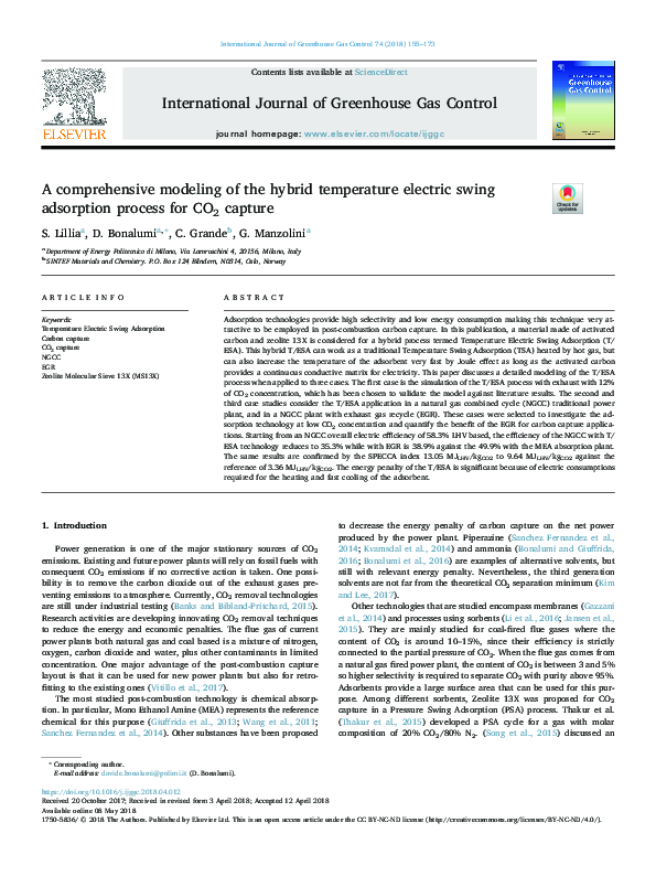(PDF) A comprehensive modeling of the hybrid temperature electric swing ...