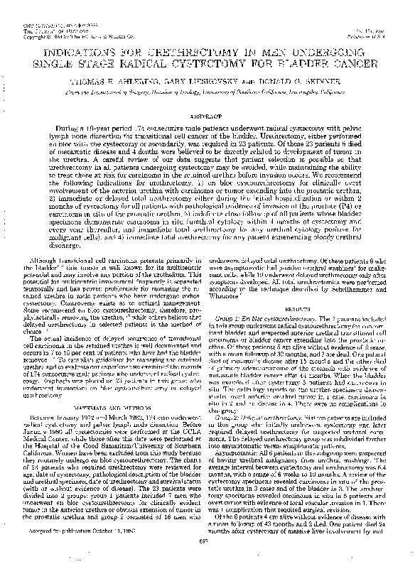 (PDF) Indications for Ureterectomy in Men Undergoing Single Stage ...