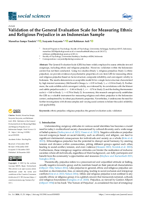 (PDF) Validation of the General Evaluation Scale for Measuring Ethnic ...