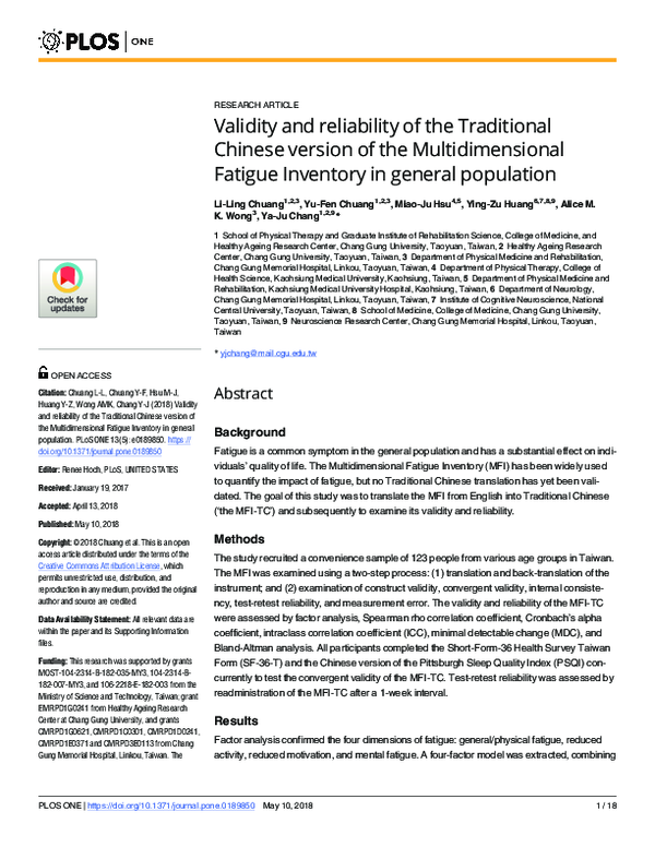 (PDF) Validity and reliability of Traditional Chinese Medicine Constitution (TCMC) In Indonesian ...