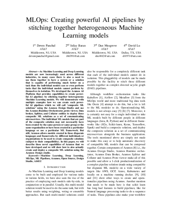 (PDF) MLOps: Creating powerful AI pipelines by stitching together ...