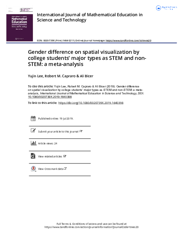 (PDF) Gender difference on spatial visualization by college students ...