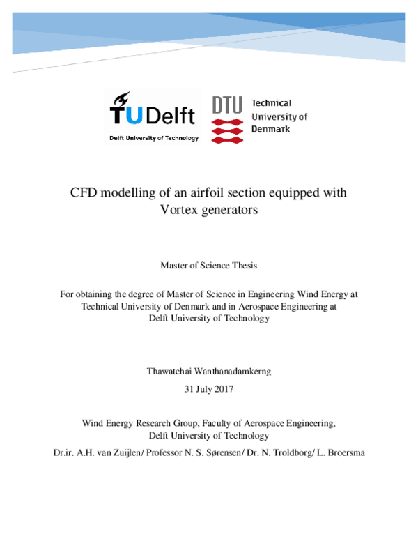 (PDF) CFD modelling of an airfoil section equipped with Vortex generators