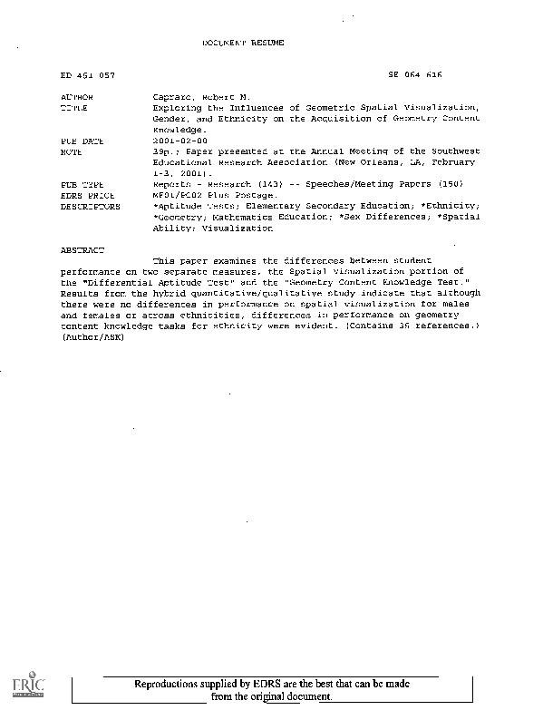 (PDF) Exploring the Influences of Geometric Spatial Visualization ...