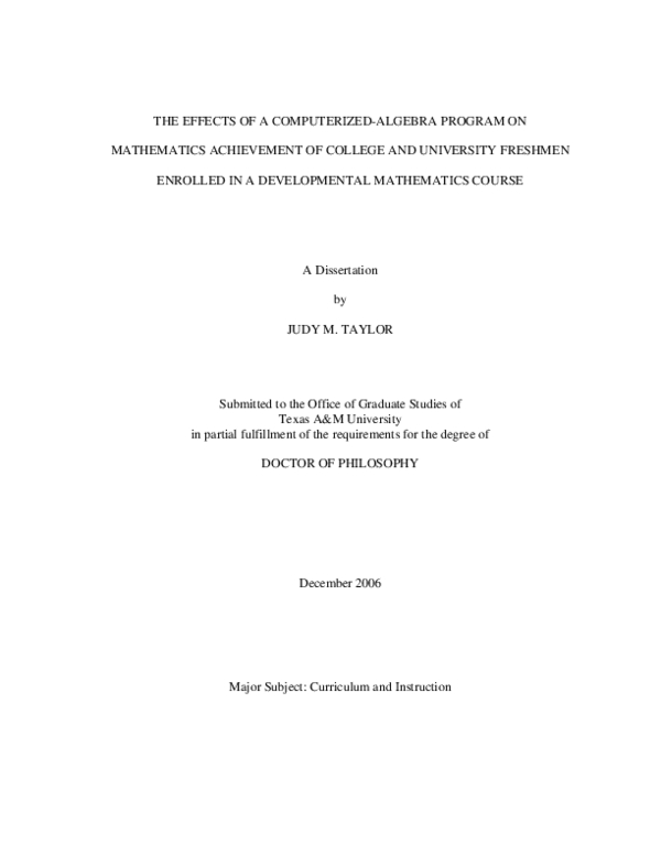 (PDF) The Effects of a Computerized-Algebra Program on Mathematics ...