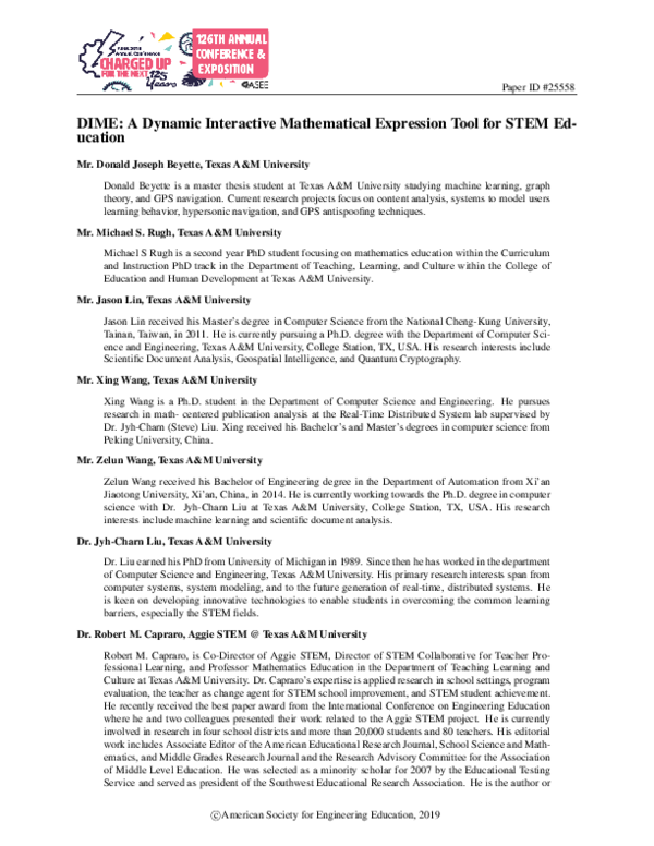 (PDF) DIME: A Dynamic Interactive Mathematical Expression Tool for STEM ...