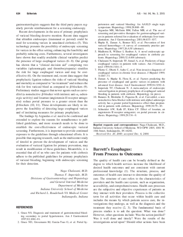(PDF) Barrett's esophagus: from process to outcomes
