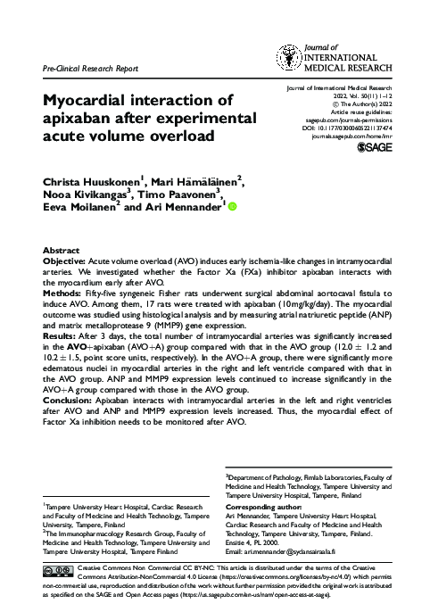 (PDF) Myocardial interaction of apixaban after experimental acute ...