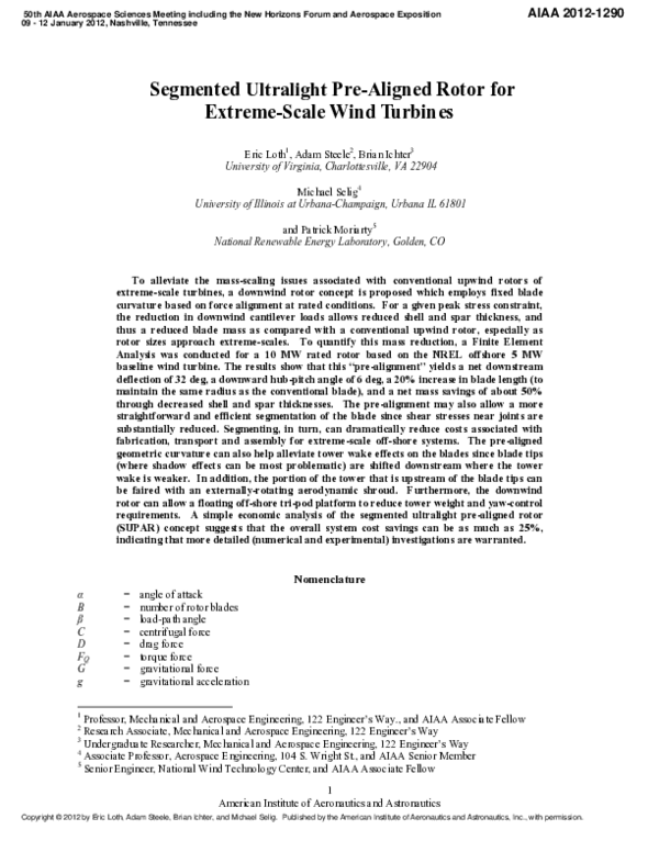 (PDF) Segmented Ultralight Pre-Aligned Rotor for Extreme-Scale Wind ...