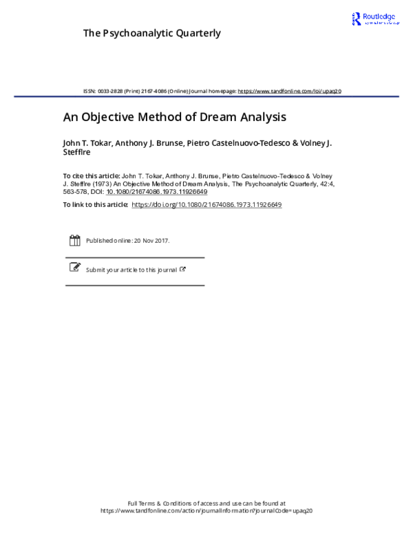 (PDF) An Objective Method of Dream Analysis