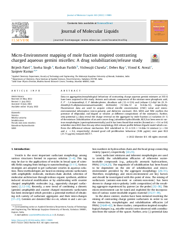 (PDF) Micro-Environment mapping of mole fraction inspired contrasting ...