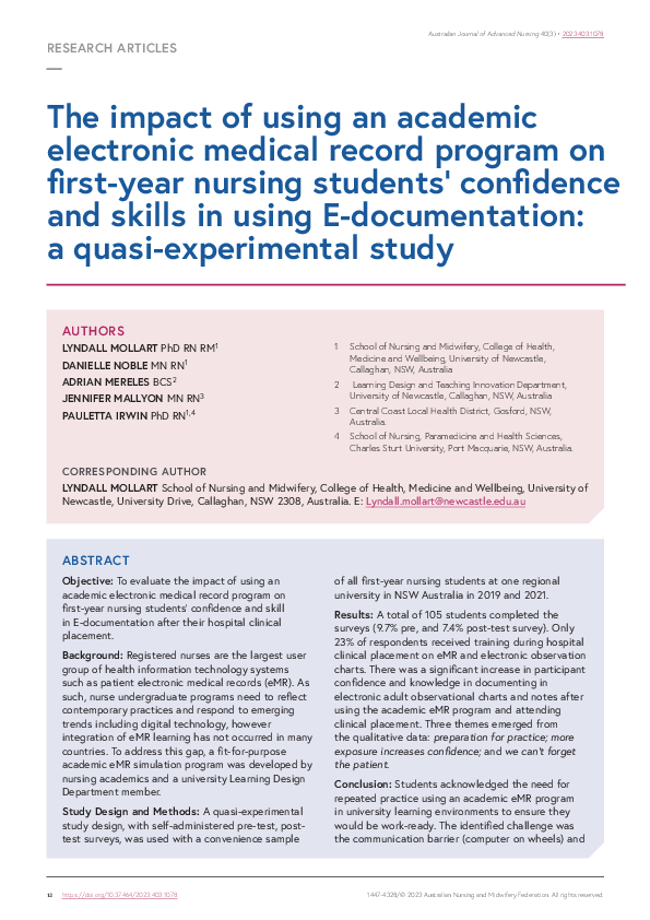 (PDF) The impact of using an academic electronic medical record program on first-year nursing ...