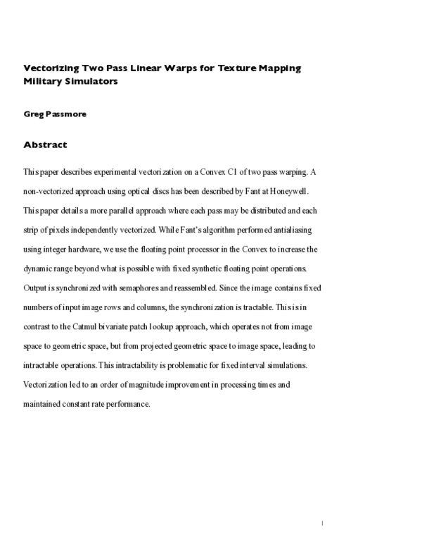 (PDF) Vectorizing Two Pass Linear Warps for Texture Mapping Military ...