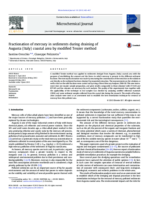 (PDF) Fractionation of mercury in sediments during draining of Augusta ...