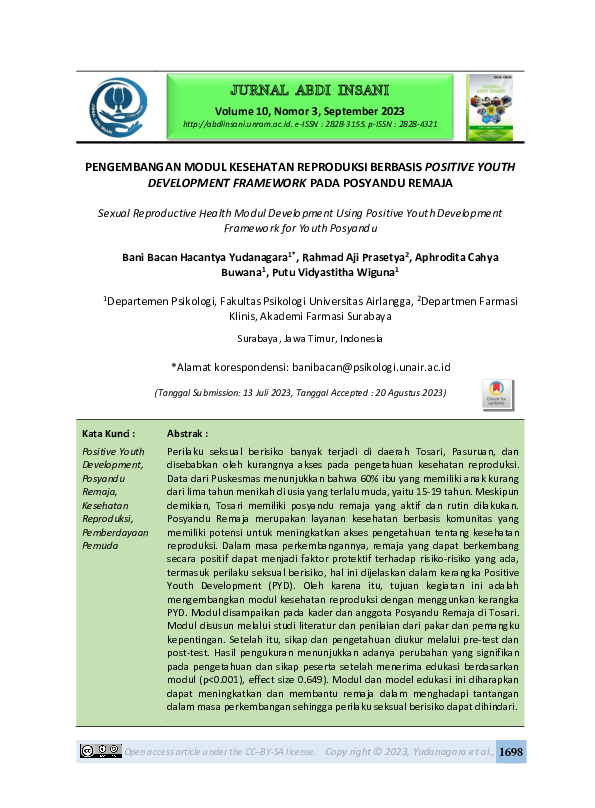 (PDF) Pengembangan Modul Kesehatan Reproduksi Berbasis Positive Youth ...