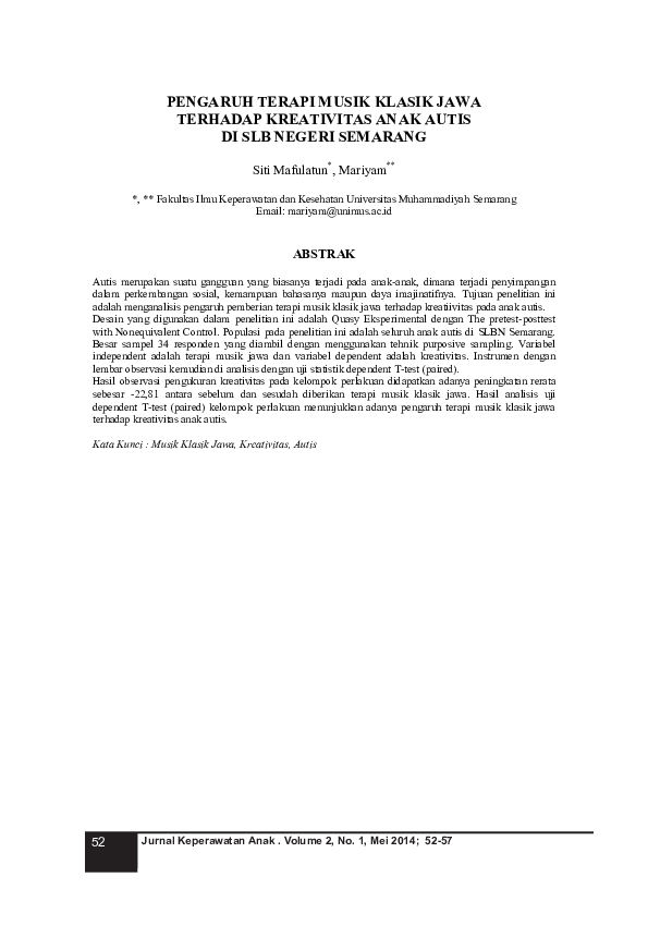 (PDF) Pengaruh Terapi Musik Klasik Jawa Terhadap Kreativitas Anak Autis ...