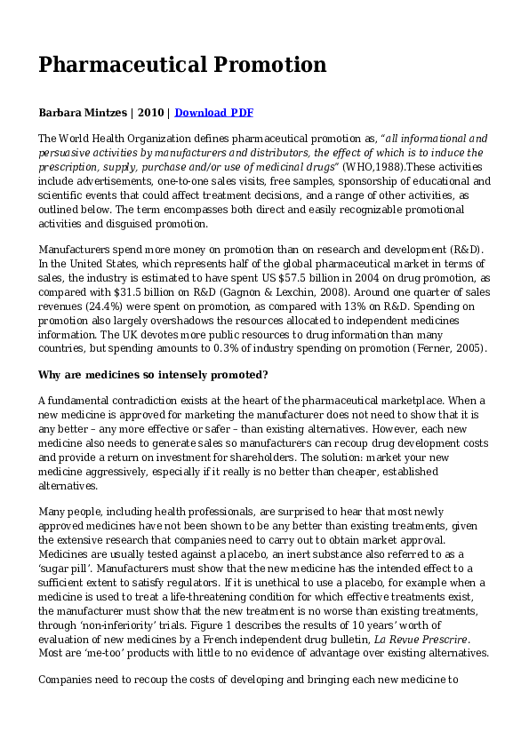 (PDF) Pharmaceutical Promotion