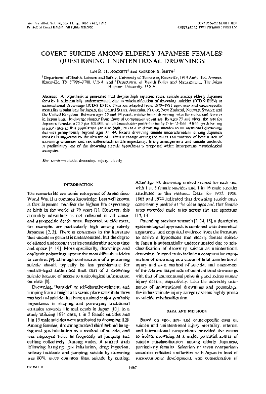 (PDF) Covert suicide among elderly Japanese females: Questioning ...