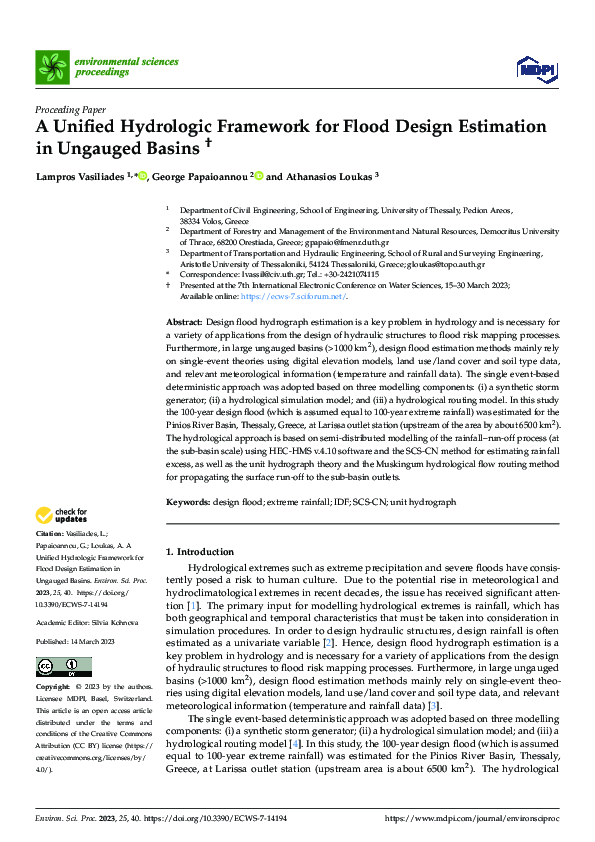 (PDF) A Unified Hydrologic Framework for Flood Design Estimation in Ungauged Basins