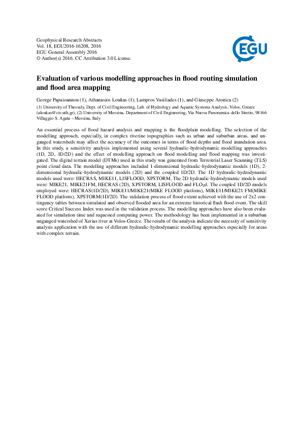 (PDF) Evaluation of various modelling approaches in flood routing ...
