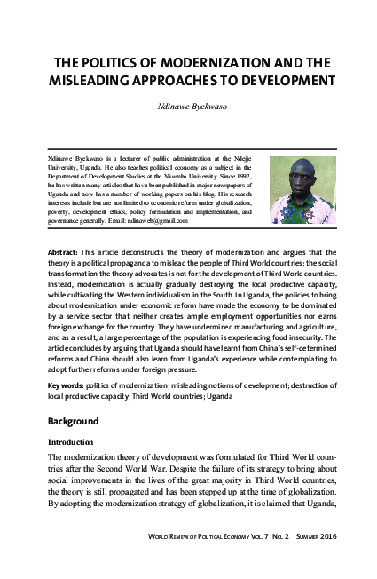 (PDF) The Politics of Modernization and the Misleading Approaches to ...