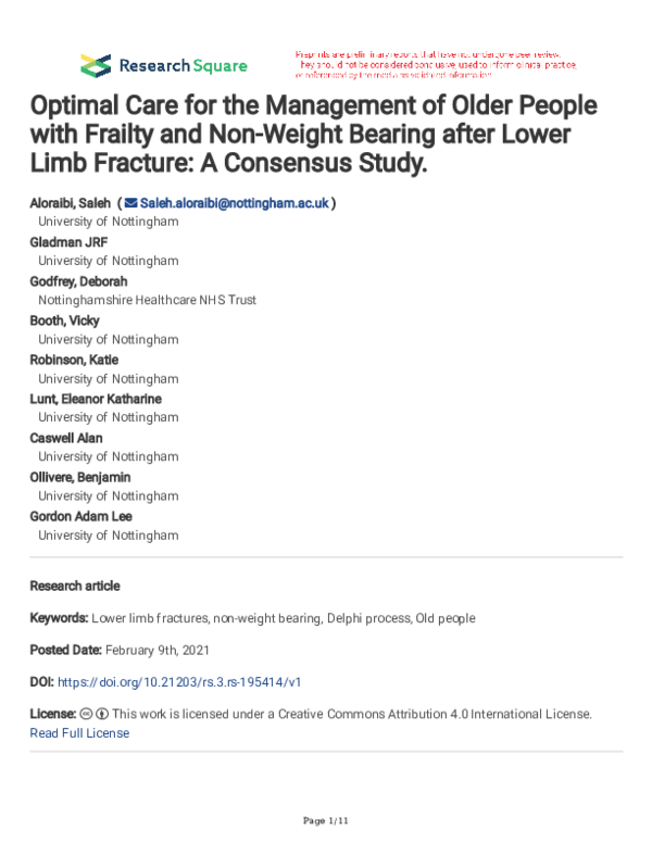 (PDF) Optimal Care for the Management of Older People with Frailty and ...