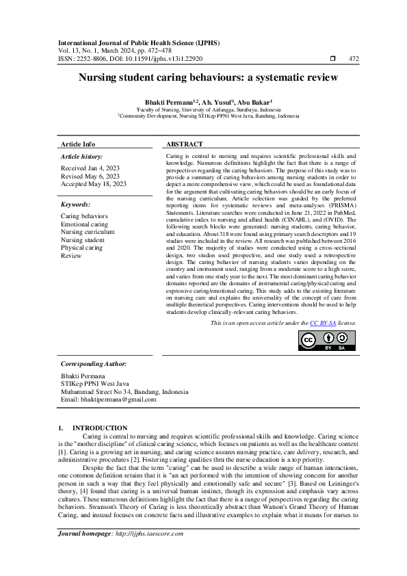 (PDF) Nursing student caring behaviours: a systematic review