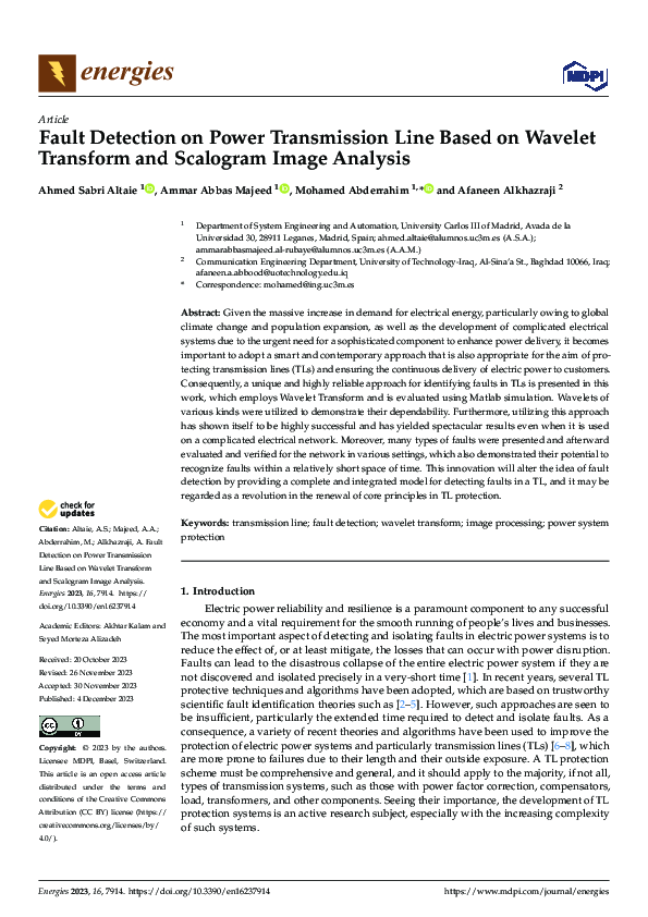 (PDF) Fault Detection on Power Transmission Line Based on Wavelet Transform and Scalogram Image ...