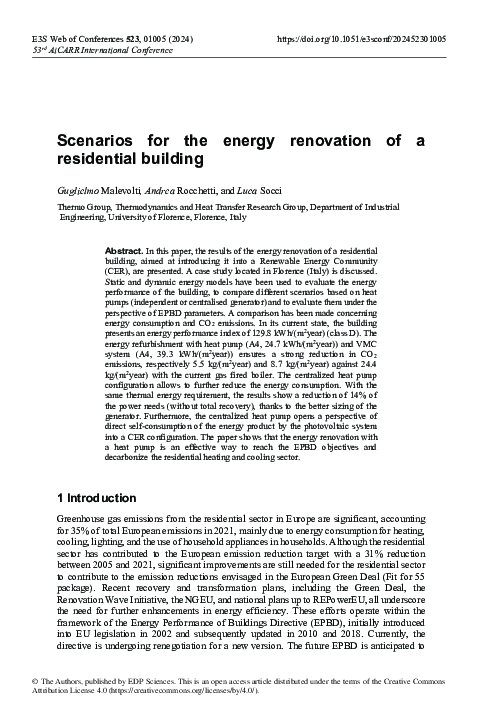 (PDF) Scenarios for the energy renovation of a residential building